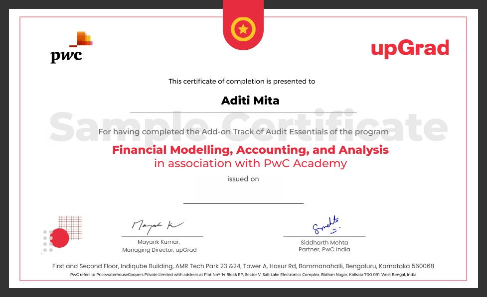 Financial Modelling & Analysis Certification Program by upGrad campus and PWC India