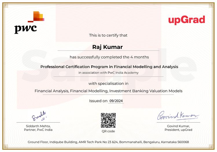Financial Modelling & Analysis Certification Program by upGrad campus ...